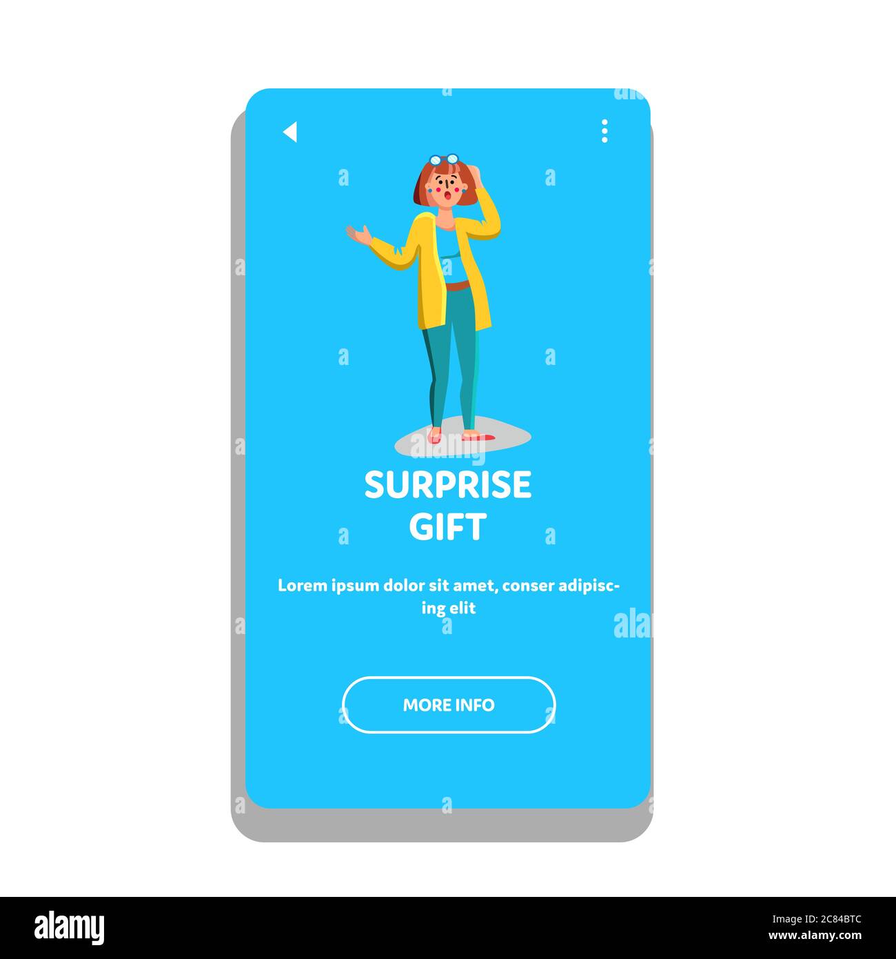 Surprise Gift Happy Shocked Emotion Woman Vector Stock Vector Image ...