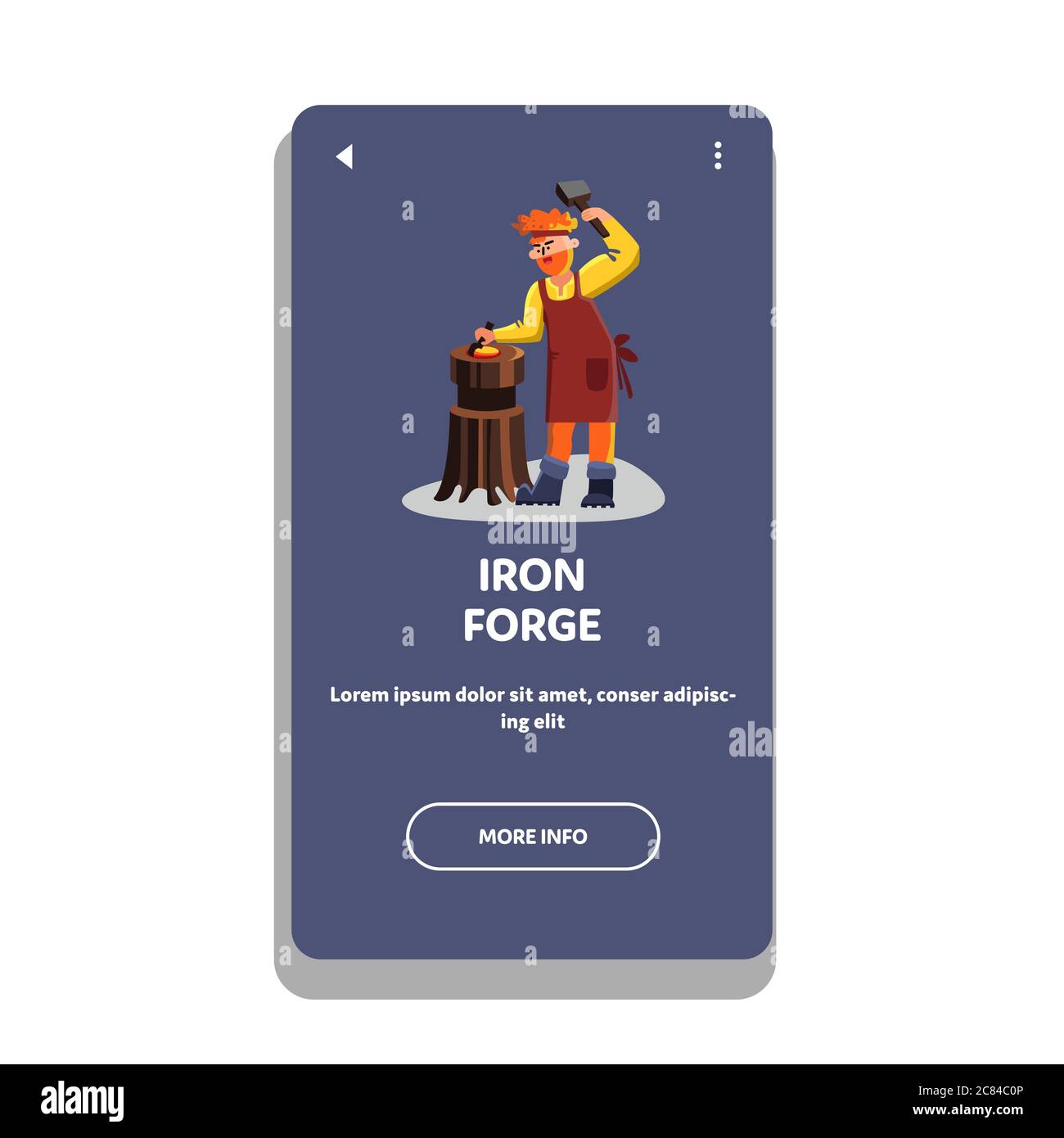 Iron Forge Worker With Hammer Instrument Vector Stock Vector Image ...