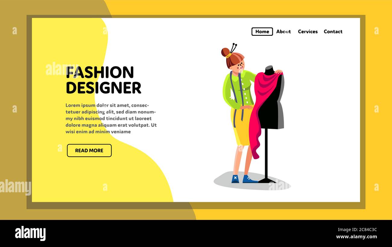 Fashion Designer Sewing Clothing Or Dress Vector Stock Vector Image ...