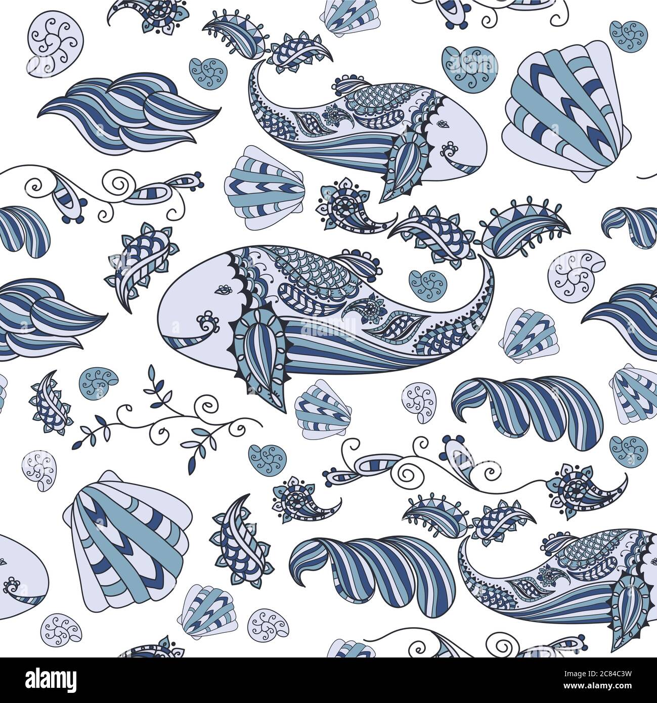 Collection of doodle sea and marine patterns Stock Vector Image & Art ...