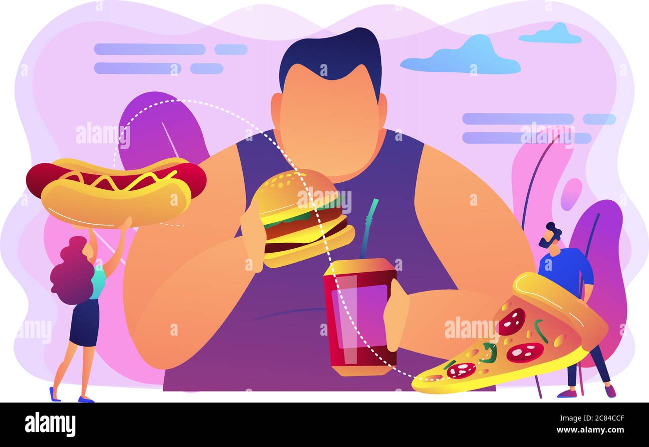 Overeating addiction concept vector illustration Stock Vector Image ...