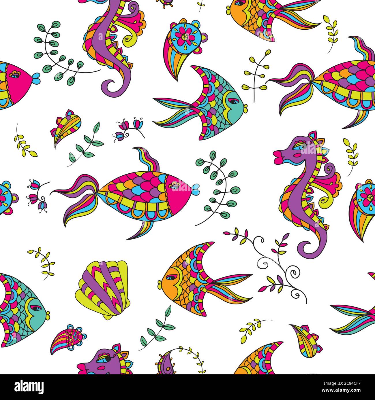 Collection of doodle sea and marine patterns Stock Vector Image & Art ...