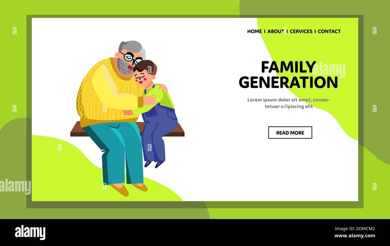 Family Generation Grandson And Grandfather Vector Stock Vector Image ...