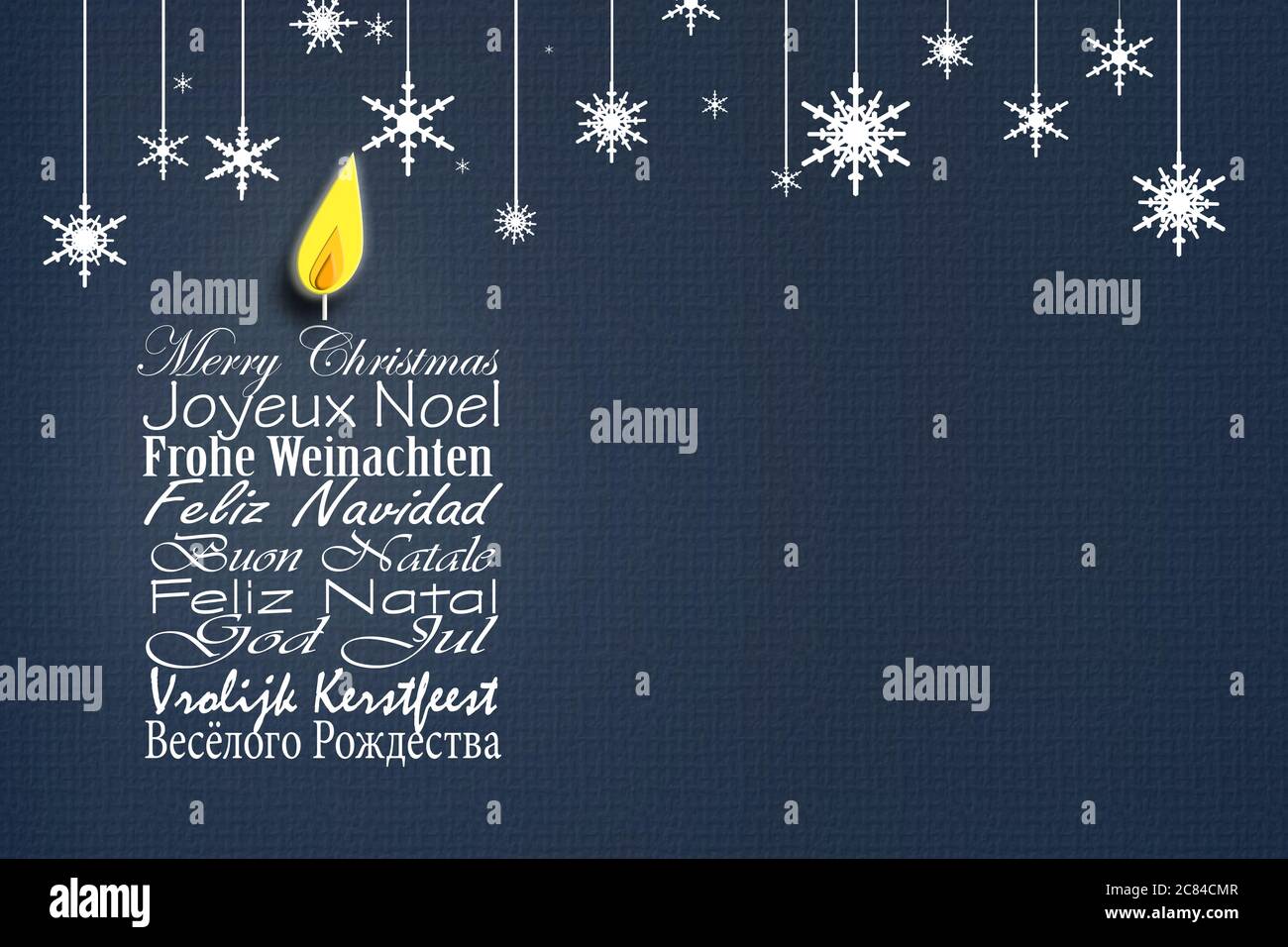 Merry Christmas business card. Christmas wishes in European languages ...