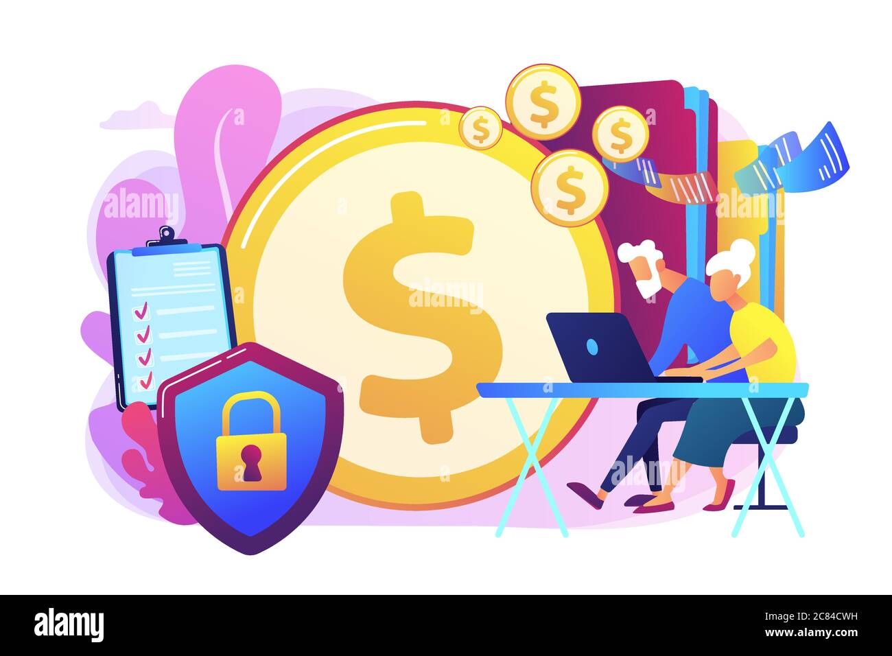 Elderly financial security concept vector illustration Stock Vector ...
