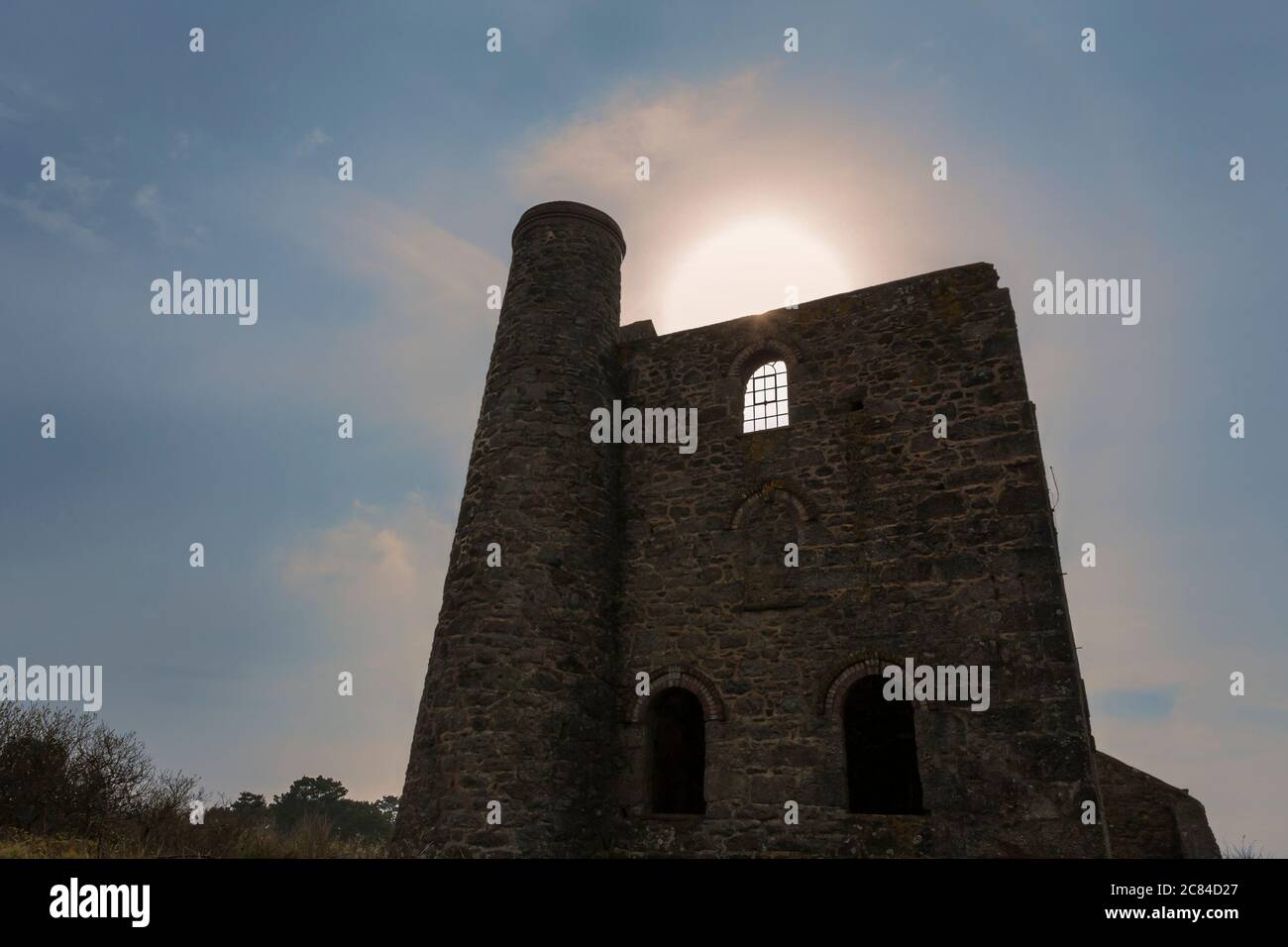 The ruins of Giew Mine engine house on Trink Hill, Towednack, Cornwall ...