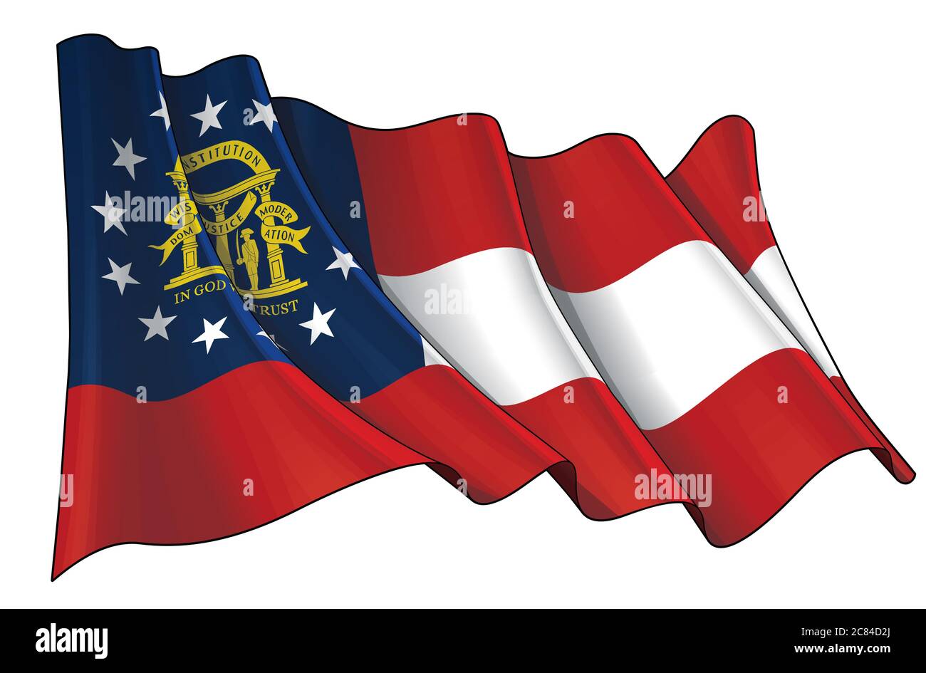 Vector illustration of a Waving Flag of the State of Georgia. All ...