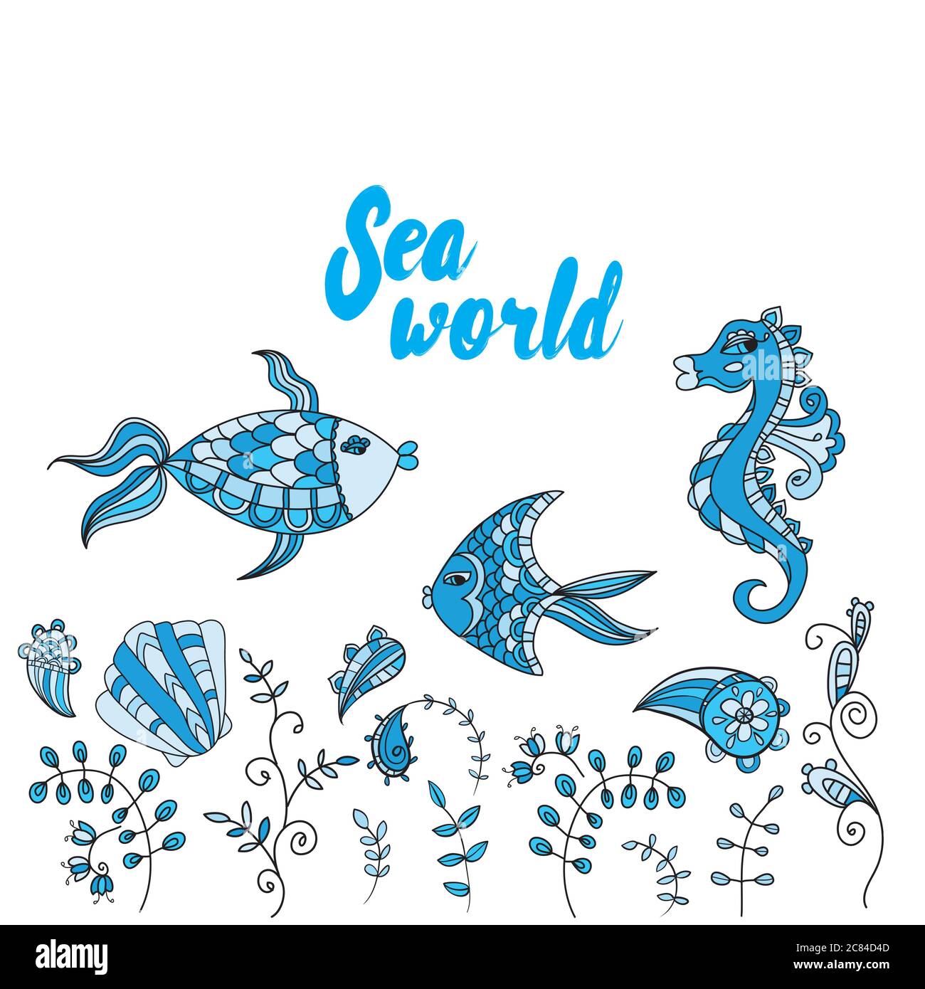 Collection of doodle sea and marine patterns Stock Vector Image & Art ...