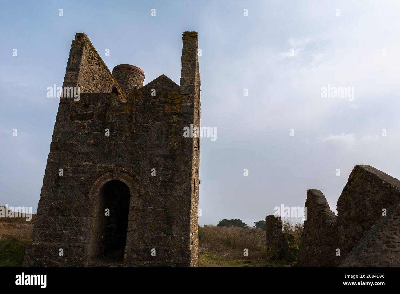 The ruins of Giew Mine engine house on Trink Hill, Towednack, Cornwall ...