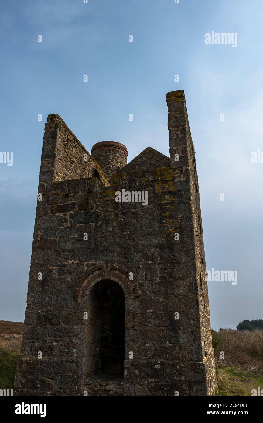The ruins of Giew Mine engine house on Trink Hill, Towednack, Cornwall ...