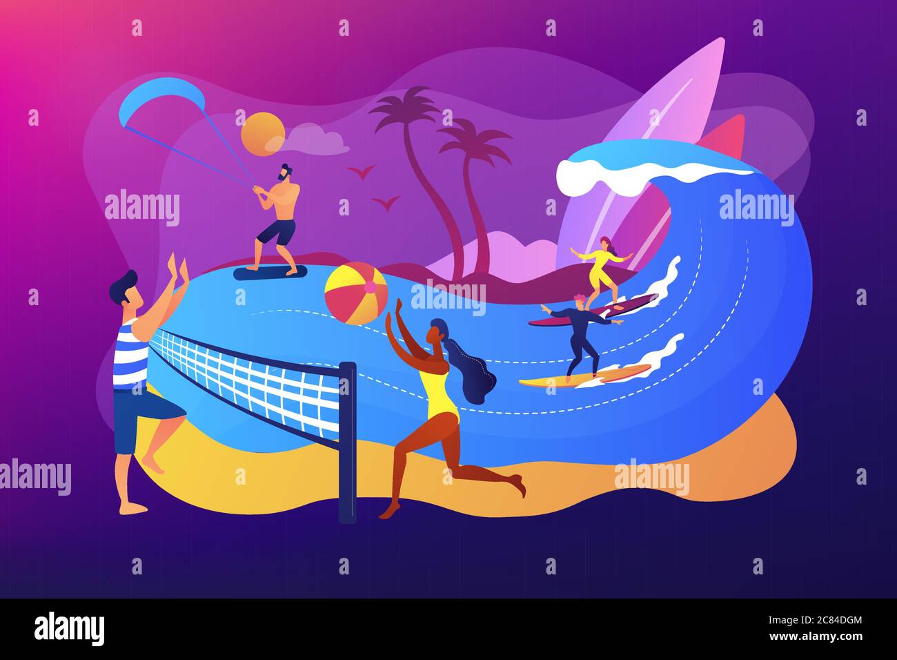 Summer beach activities concept vector illustration Stock Vector Image ...
