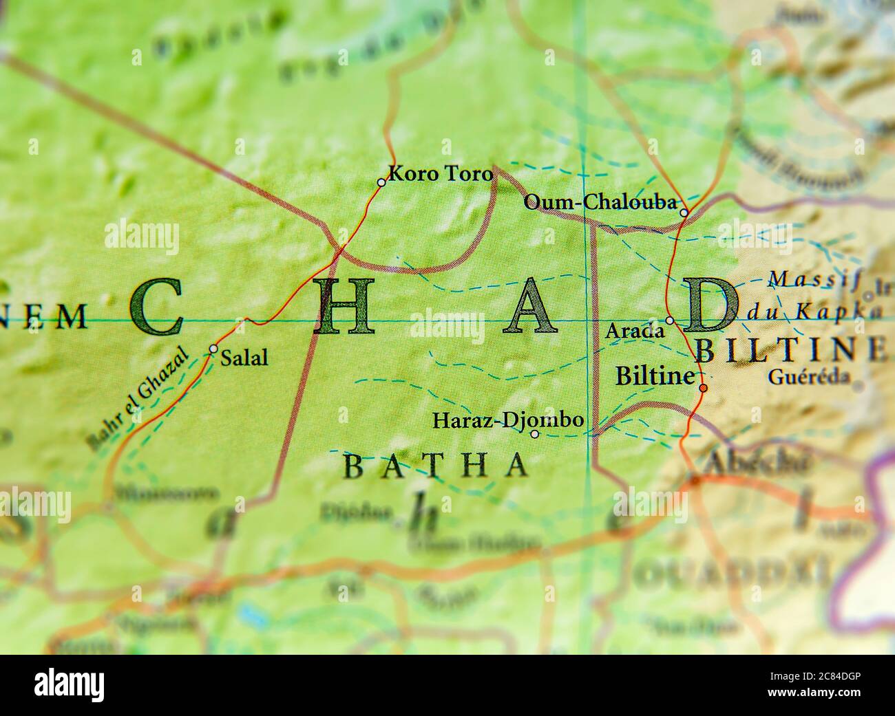 Geographic map of Chad country with important cities Stock Photo - Alamy