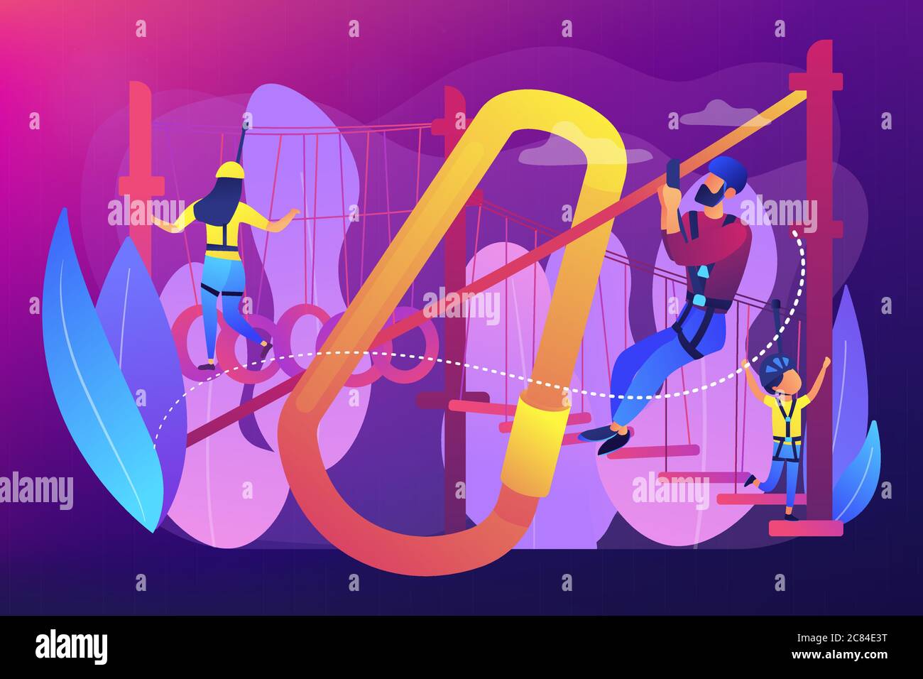 Summer ropes course concept vector illustration Stock Vector Image ...