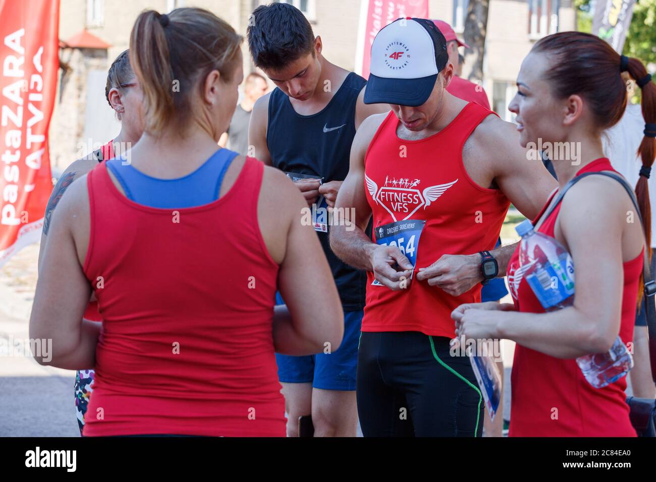 City Plavinas, Latvia. Run race, people were engaged in sports ...