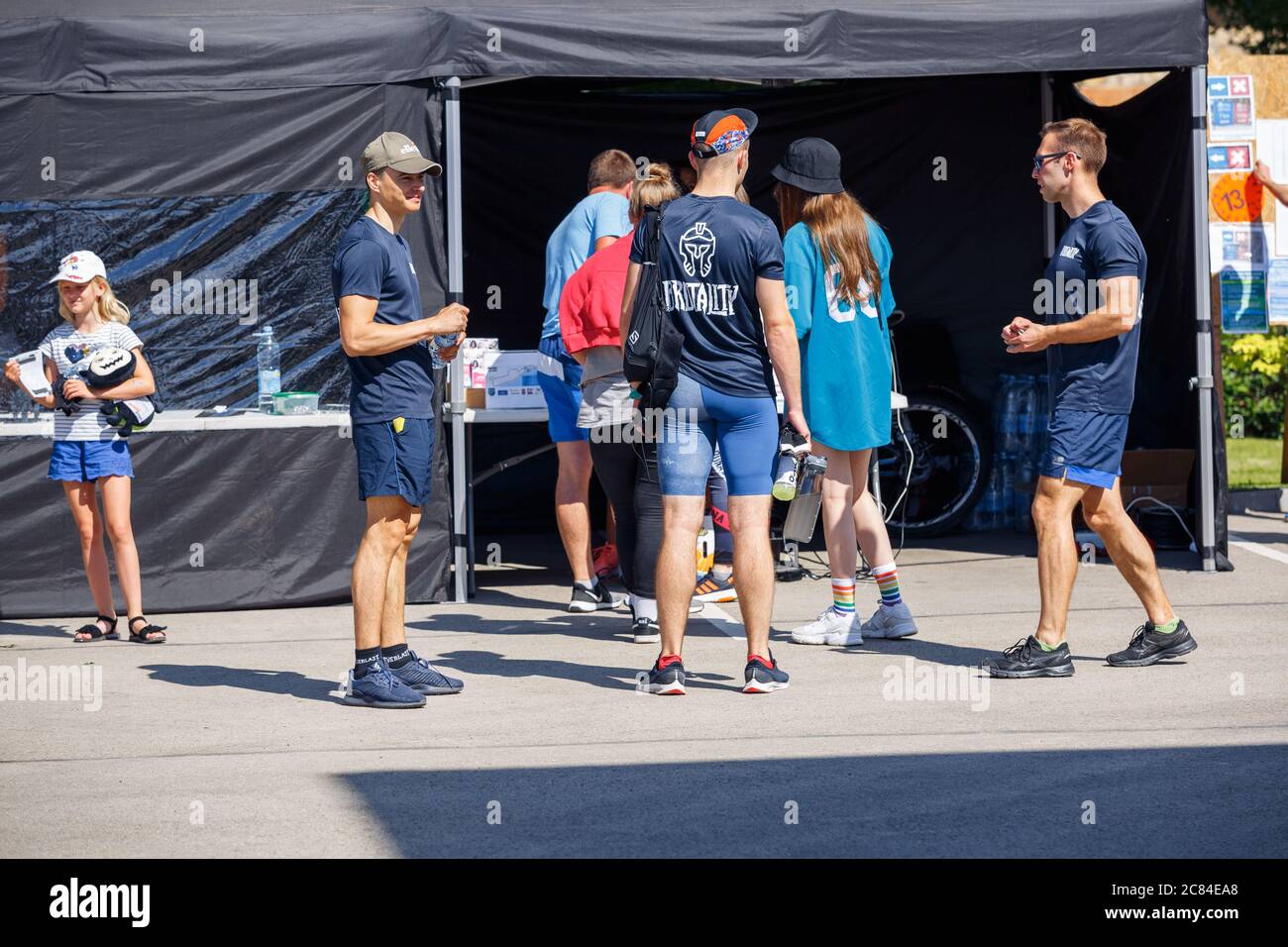 City Plavinas, Latvia. Run race, people were engaged in sports ...