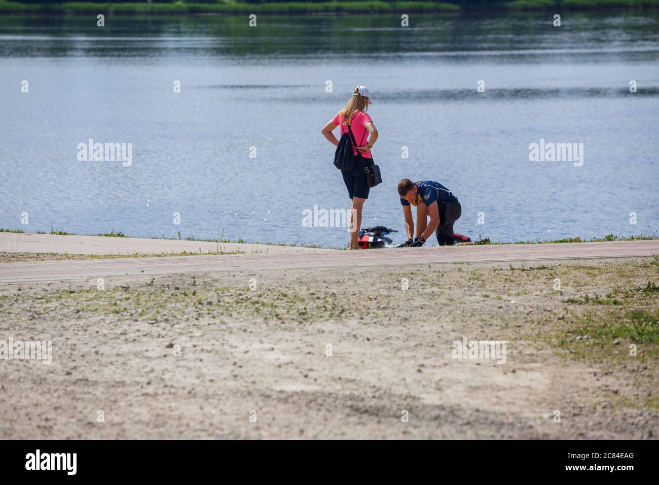 City Plavinas, Latvia. Run race, people were engaged in sports ...