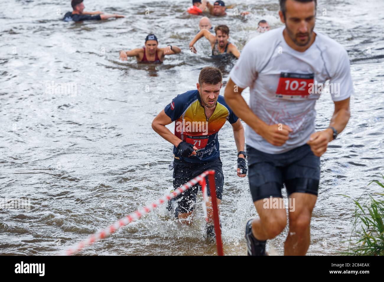 City Plavinas, Latvia. Run race, people were engaged in sports ...