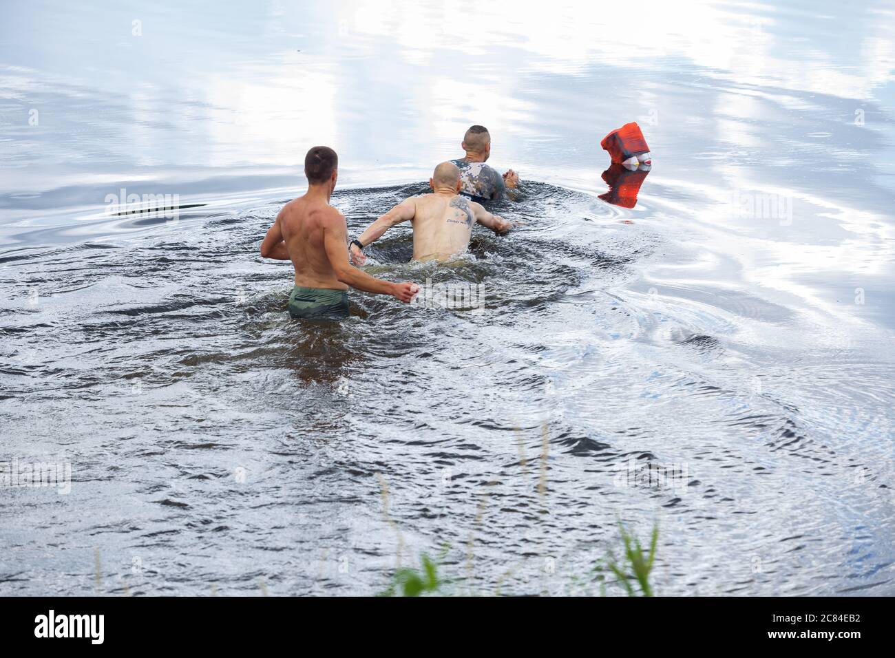City Plavinas, Latvia. Run race, people were engaged in sports ...
