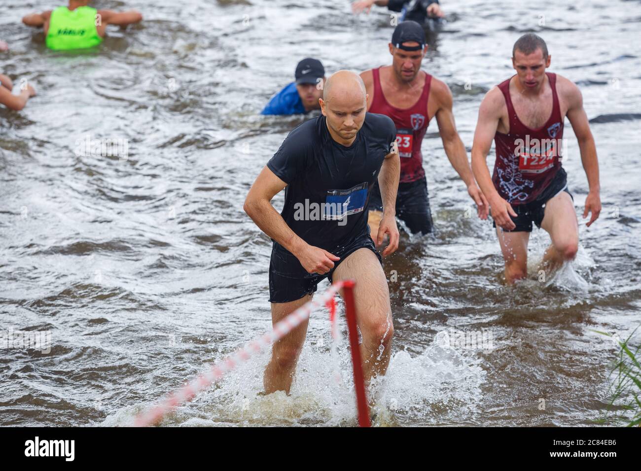 City Plavinas, Latvia. Run race, people were engaged in sports ...