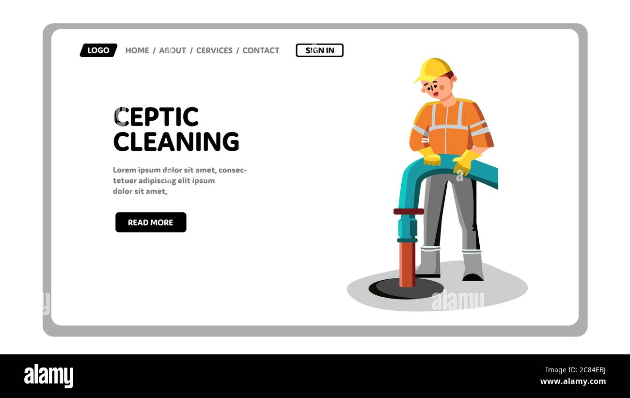 Septic Cleaning And Emptying Tank Worker Vector Stock Vector Image ...