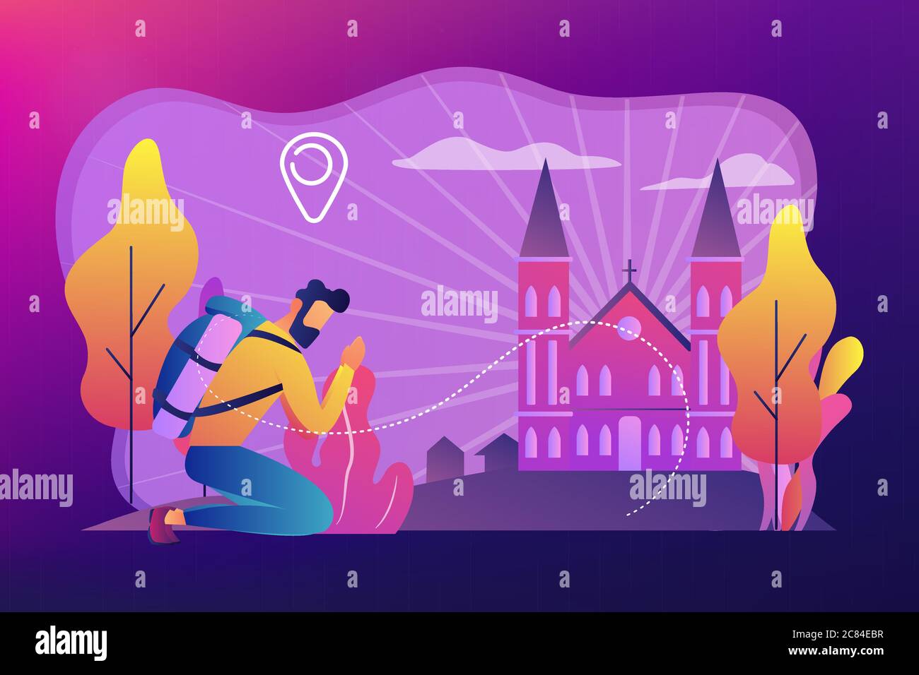 Christian pilgrimages concept vector illustration Stock Vector Image ...