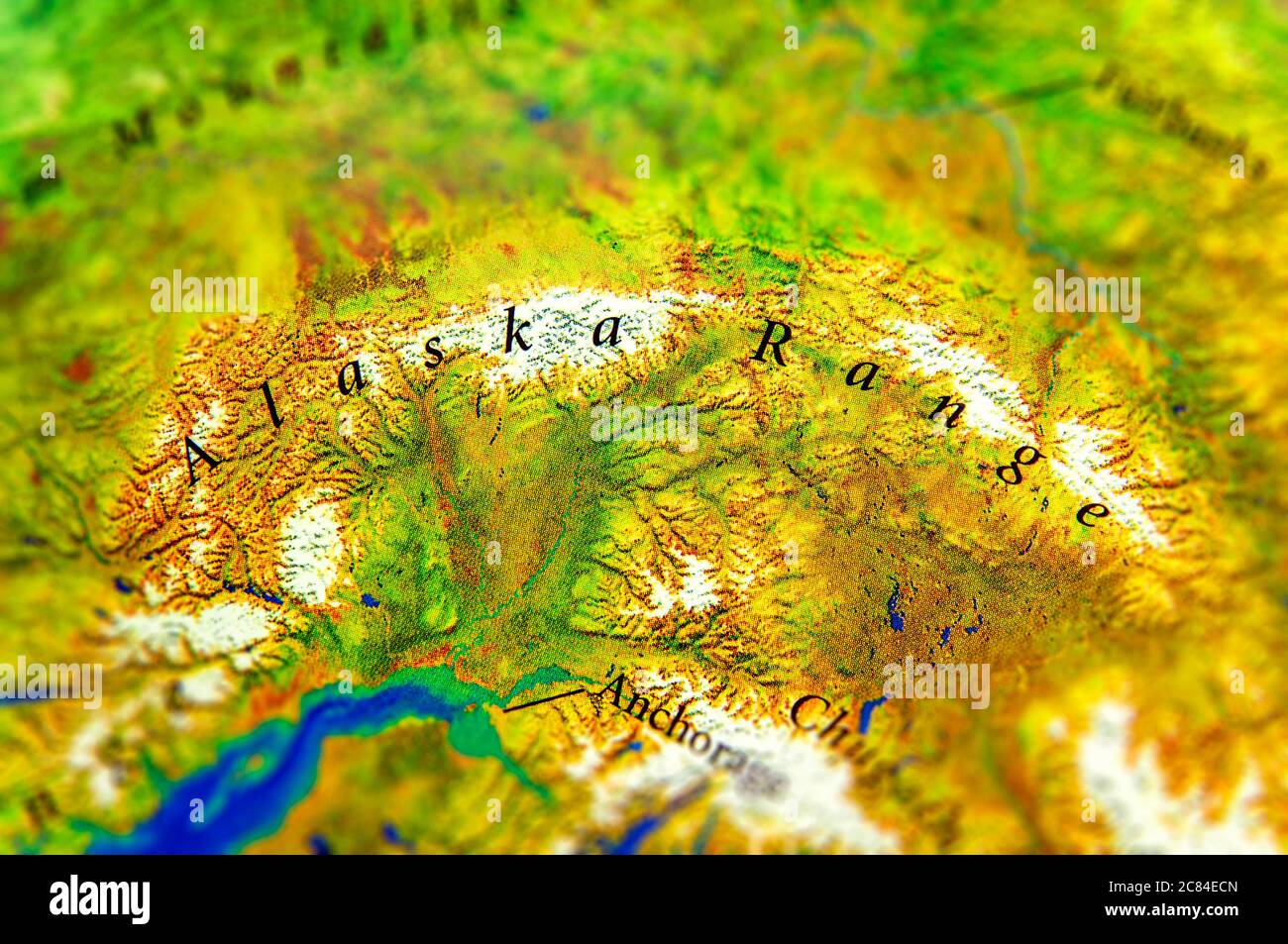 Geographic map of Alaska Range Stock Photo - Alamy