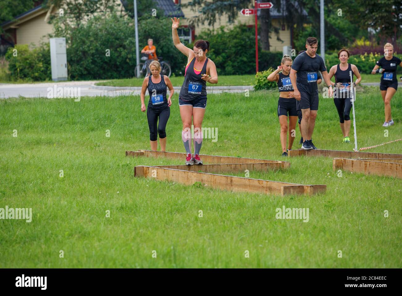 City Plavinas, Latvia. Run race, people were engaged in sports ...