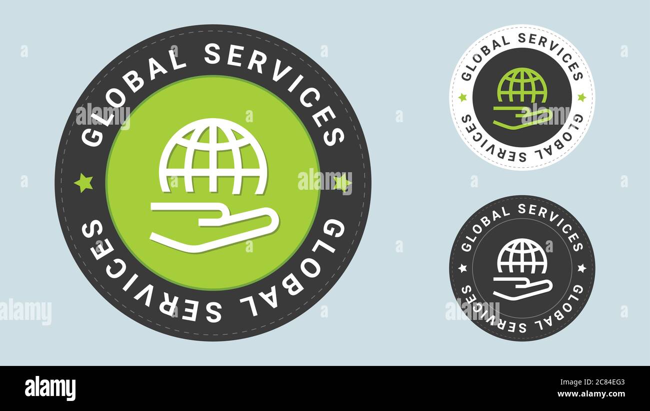 Global Services stamp vector illustration. The globe hang in the air ...