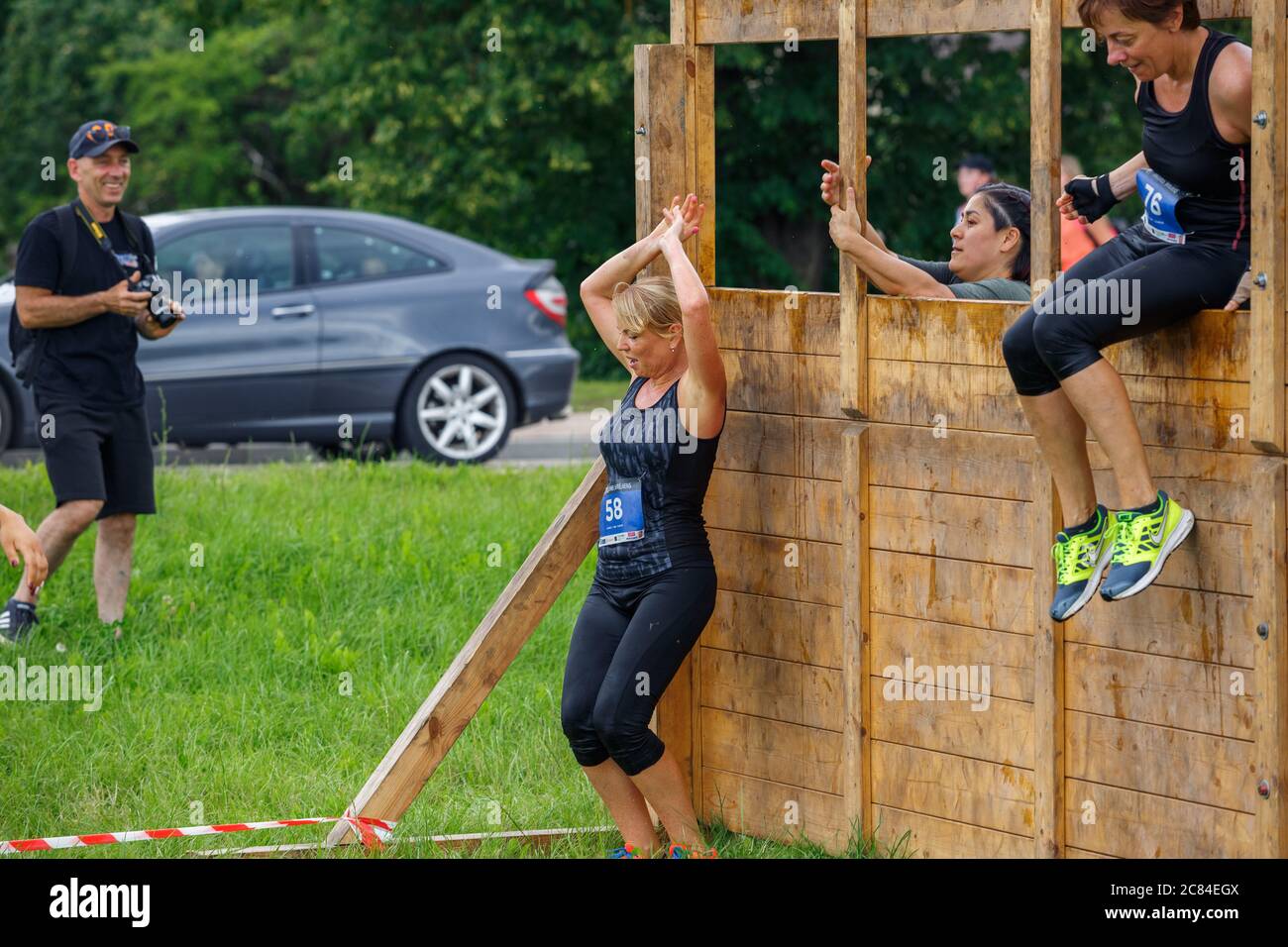 City Plavinas, Latvia. Run race, people were engaged in sports ...