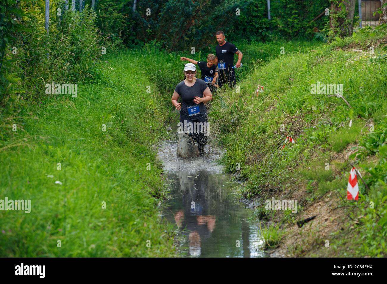 City Plavinas, Latvia. Run race, people were engaged in sports ...