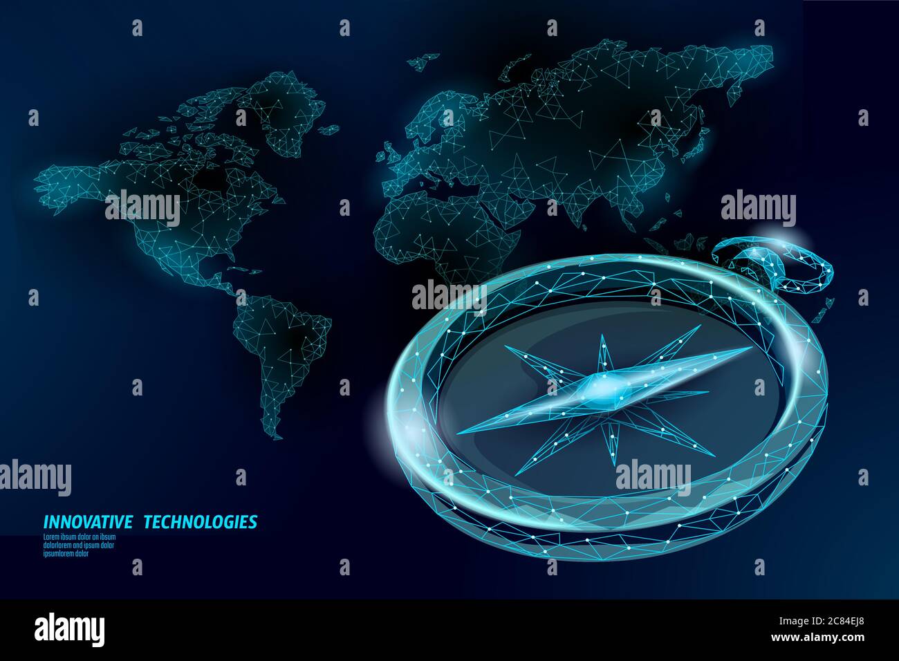 3D low poly compass. Business global international strategy concept ...