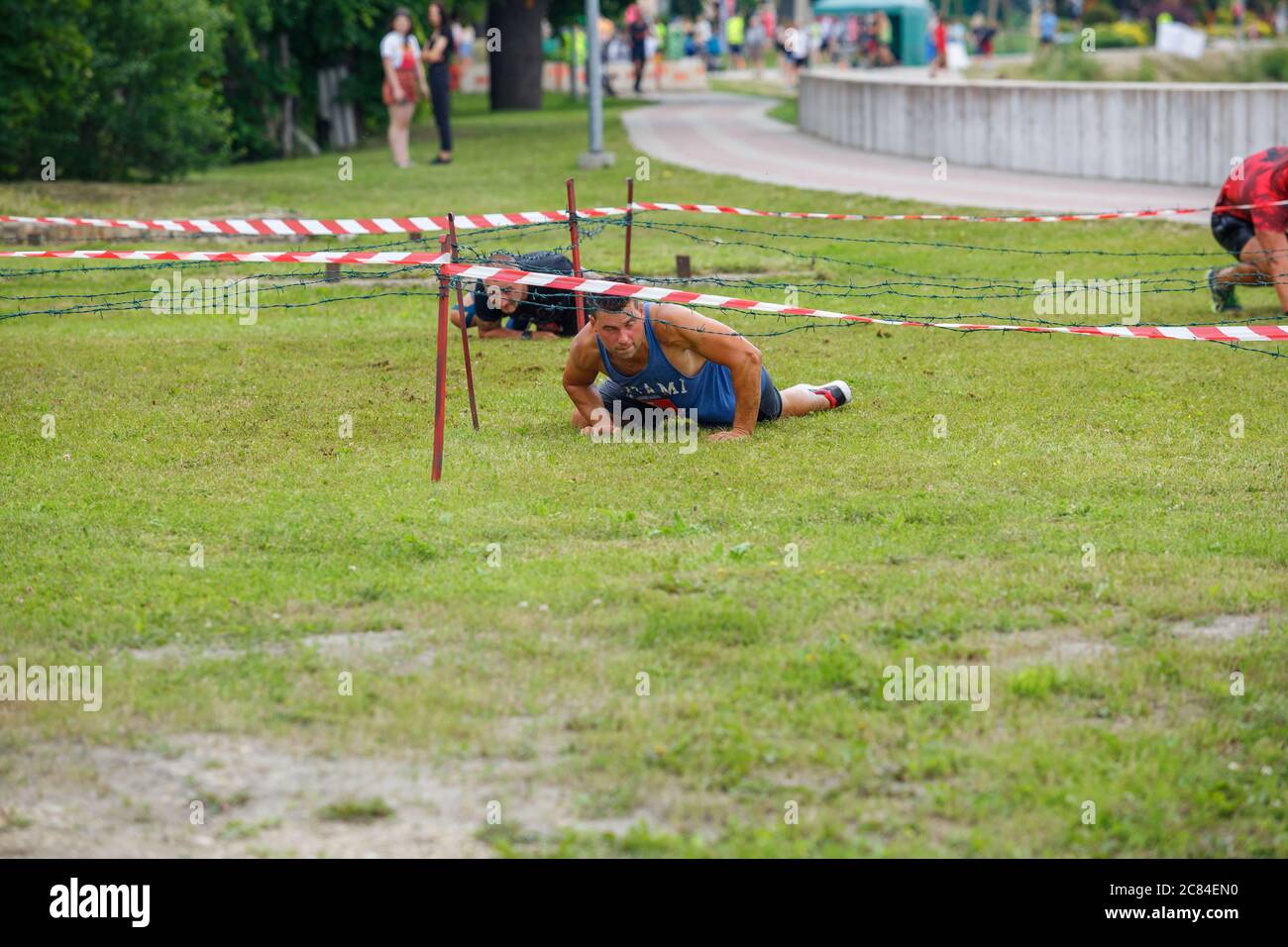 City Plavinas, Latvia. Run race, people were engaged in sports ...