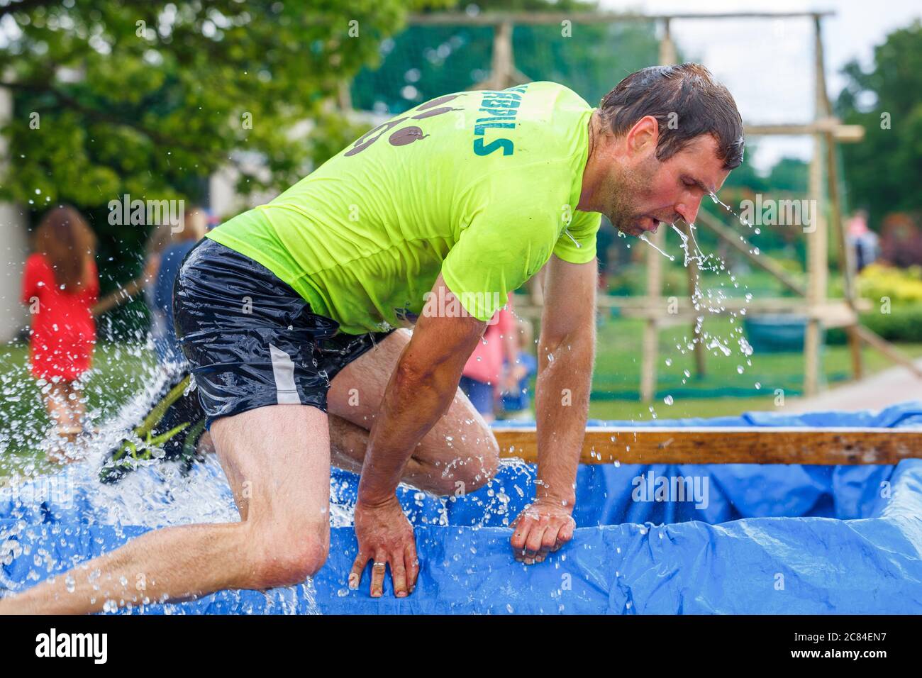 City Plavinas, Latvia. Run race, people were engaged in sports ...