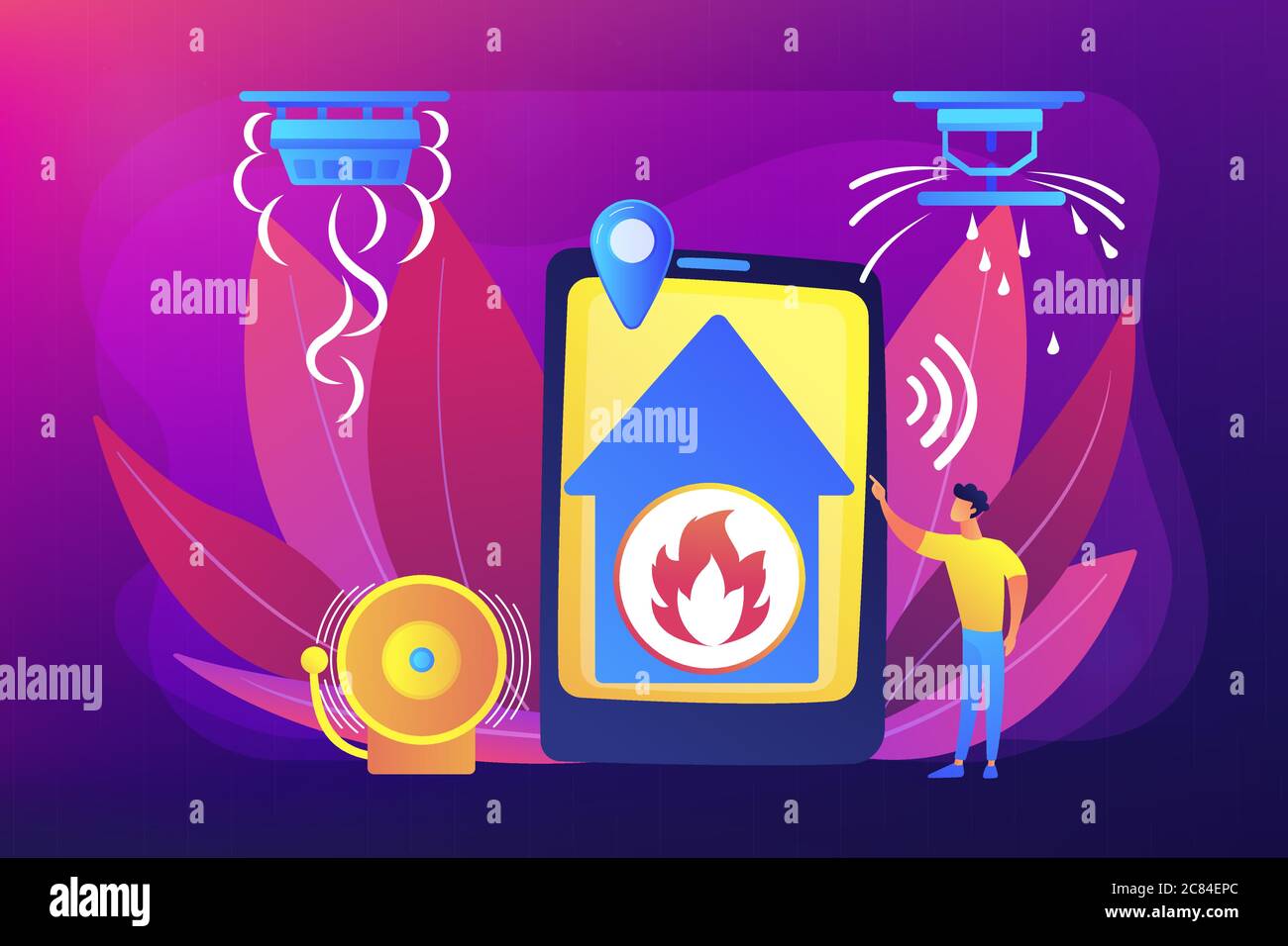 Fire alarm system concept vector illustration Stock Vector Image & Art ...