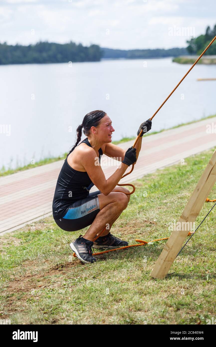 City Plavinas, Latvia. Run race, people were engaged in sports ...