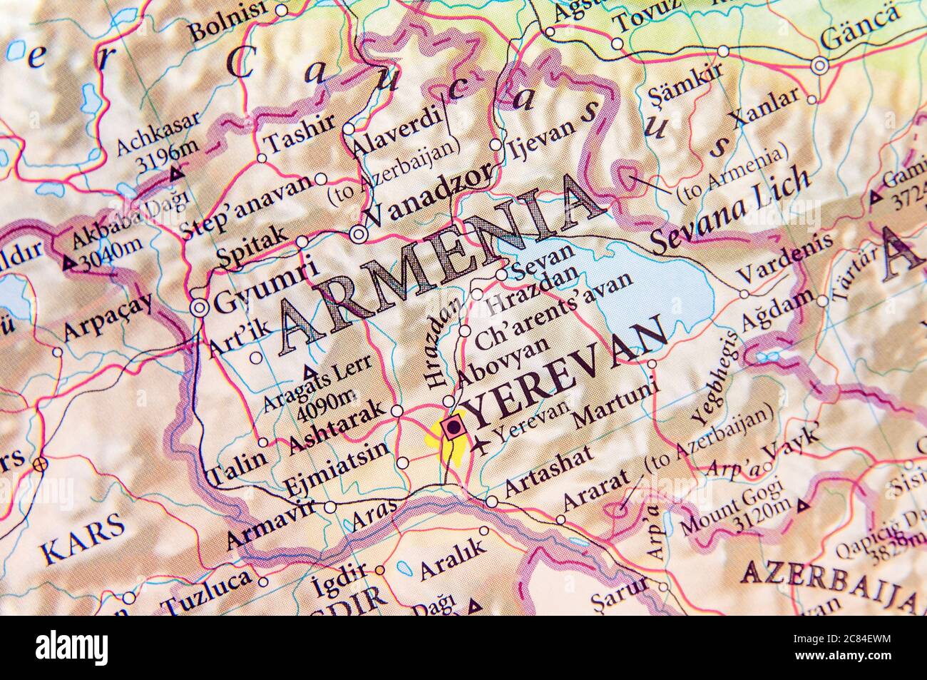 Geographic map of Armenia with important cities Stock Photo - Alamy