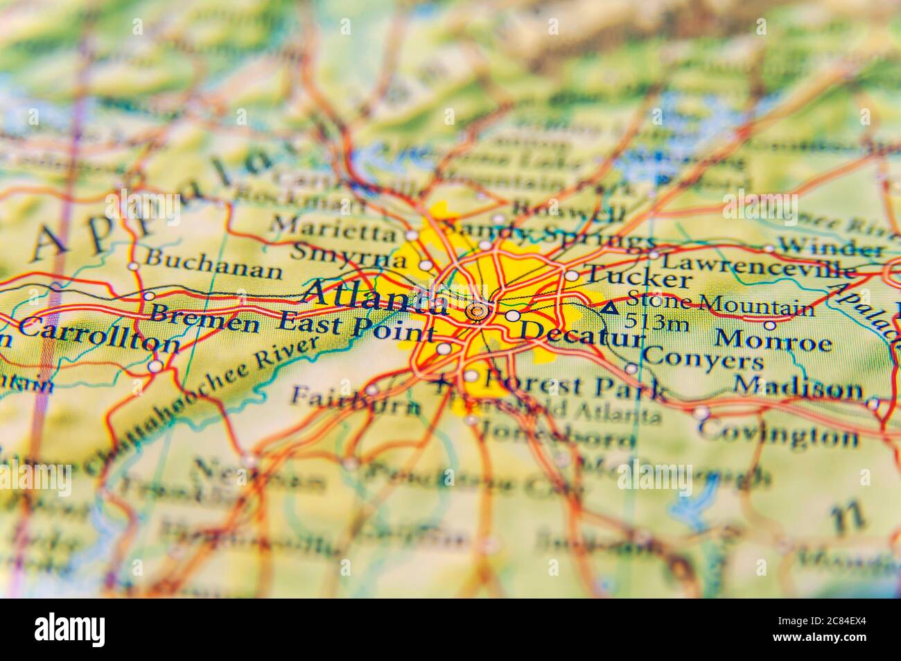 Geographic map of Atlanta Stock Photo - Alamy