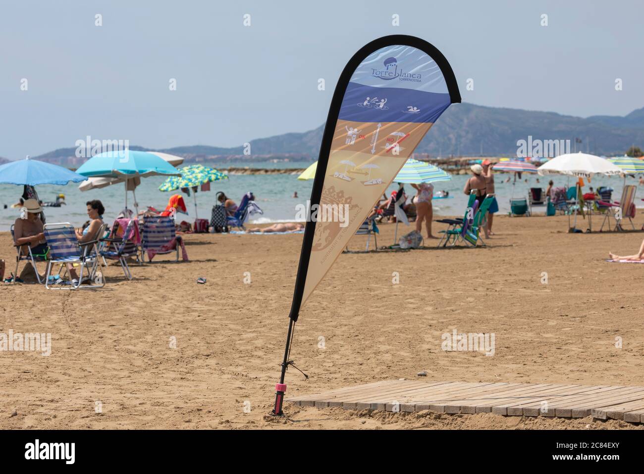 Torrenostra, Castellón, Spain - July 19, 2020: Informational sign on ...