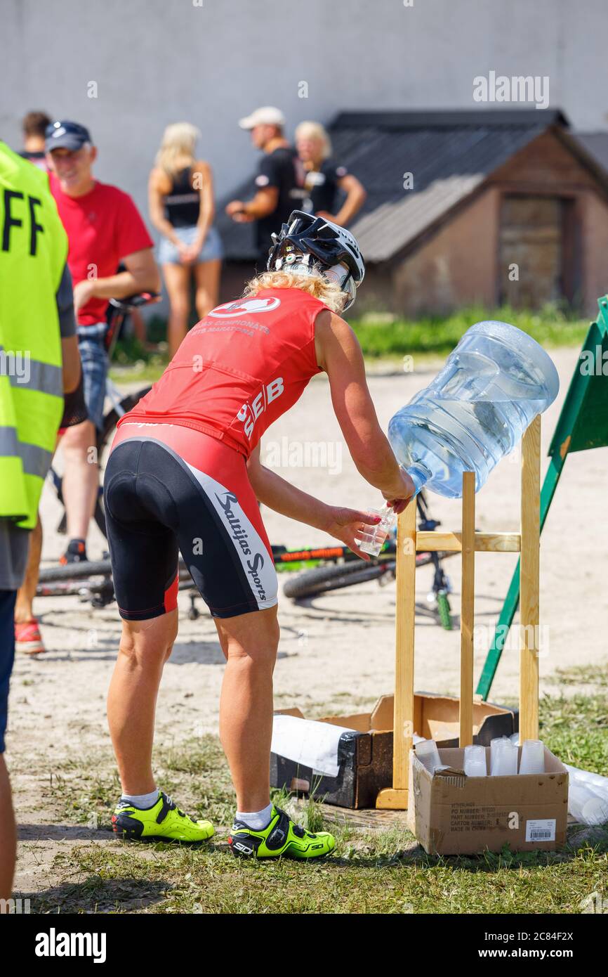 City Plavinas, Latvia. Run race, people were engaged in sports ...