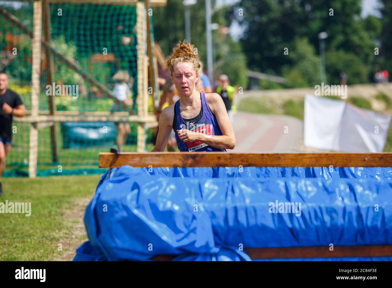 City Plavinas, Latvia. Run race, people were engaged in sports ...