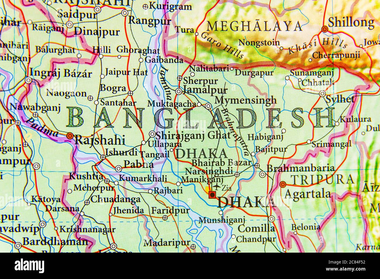 Geographic map of Bangladesh with important cities Stock Photo - Alamy