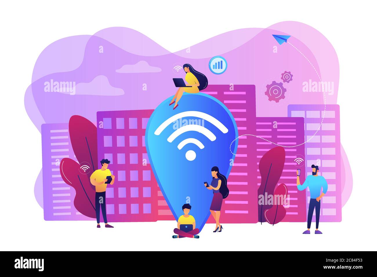Public wi-fi hotspot concept vector illustration Stock Vector Image ...