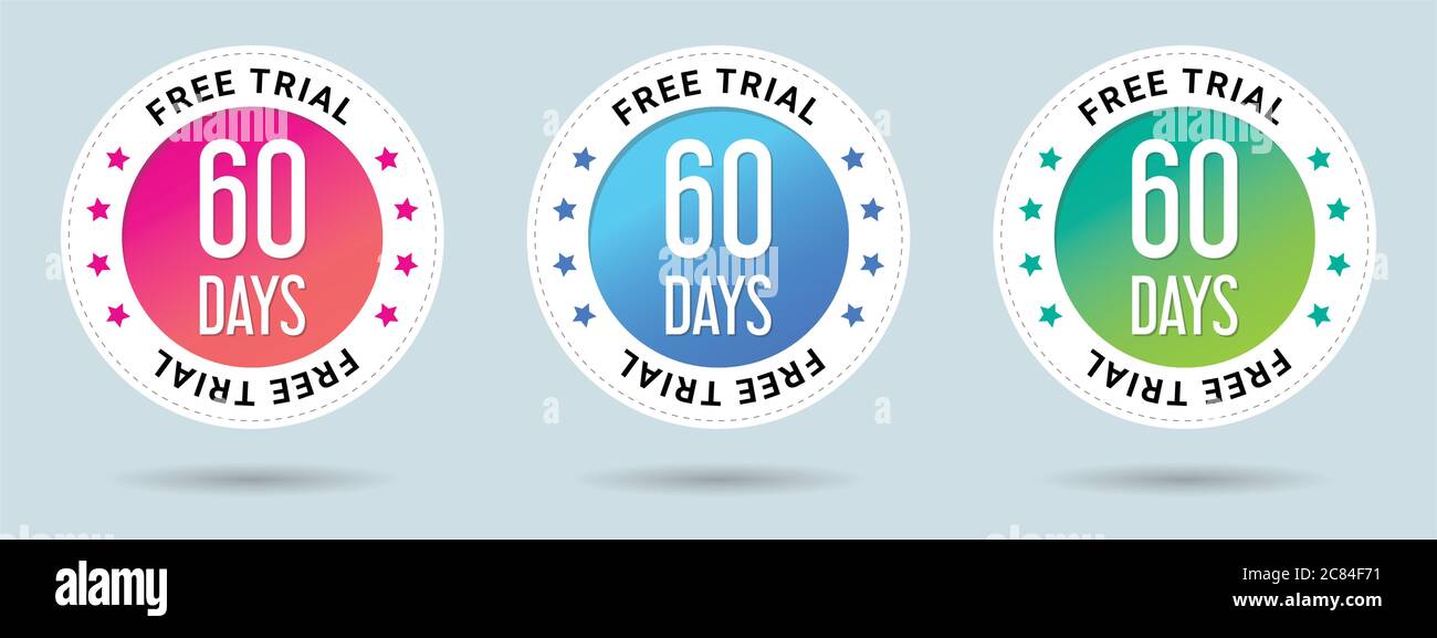 60 Days Free Trial stamp vector illustration. Free trial badges. Vector ...