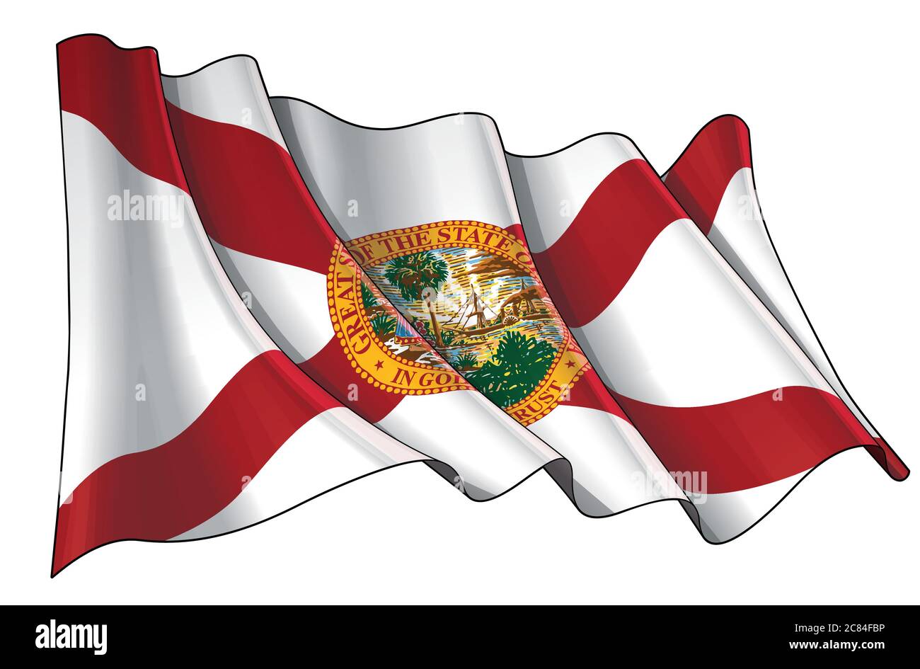 Vector illustration of a Waving Flag of the State of Florida. All ...