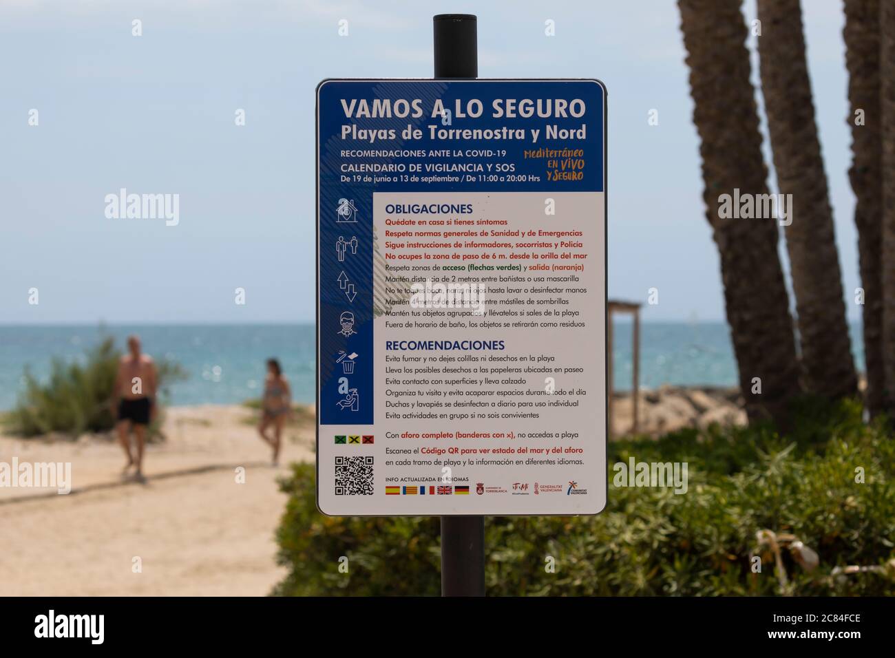 Torrenostra, Castellón, Spain - July 19, 2020: Informational sign on ...