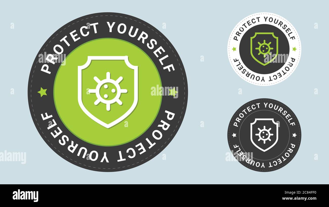 Protect yourself stamp vector illustration. Immune system concept ...