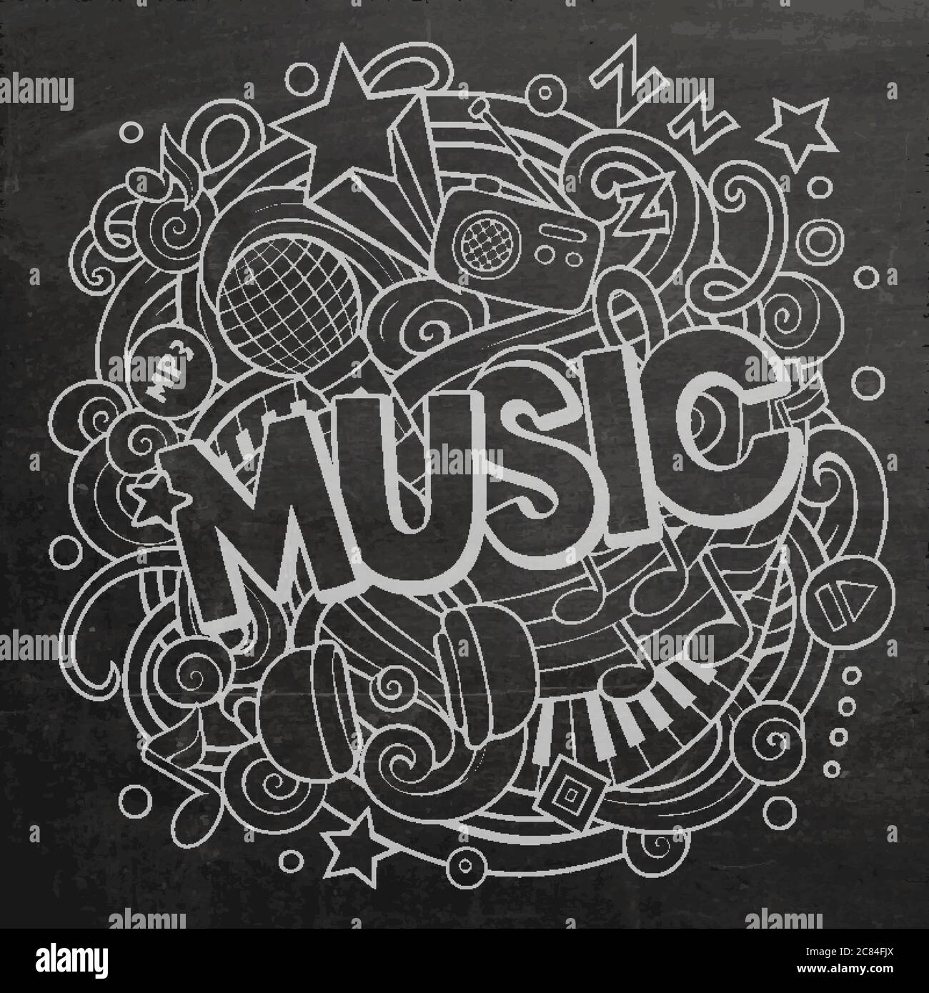 Cartoon cute doodles Music word Stock Vector Image & Art - Alamy
