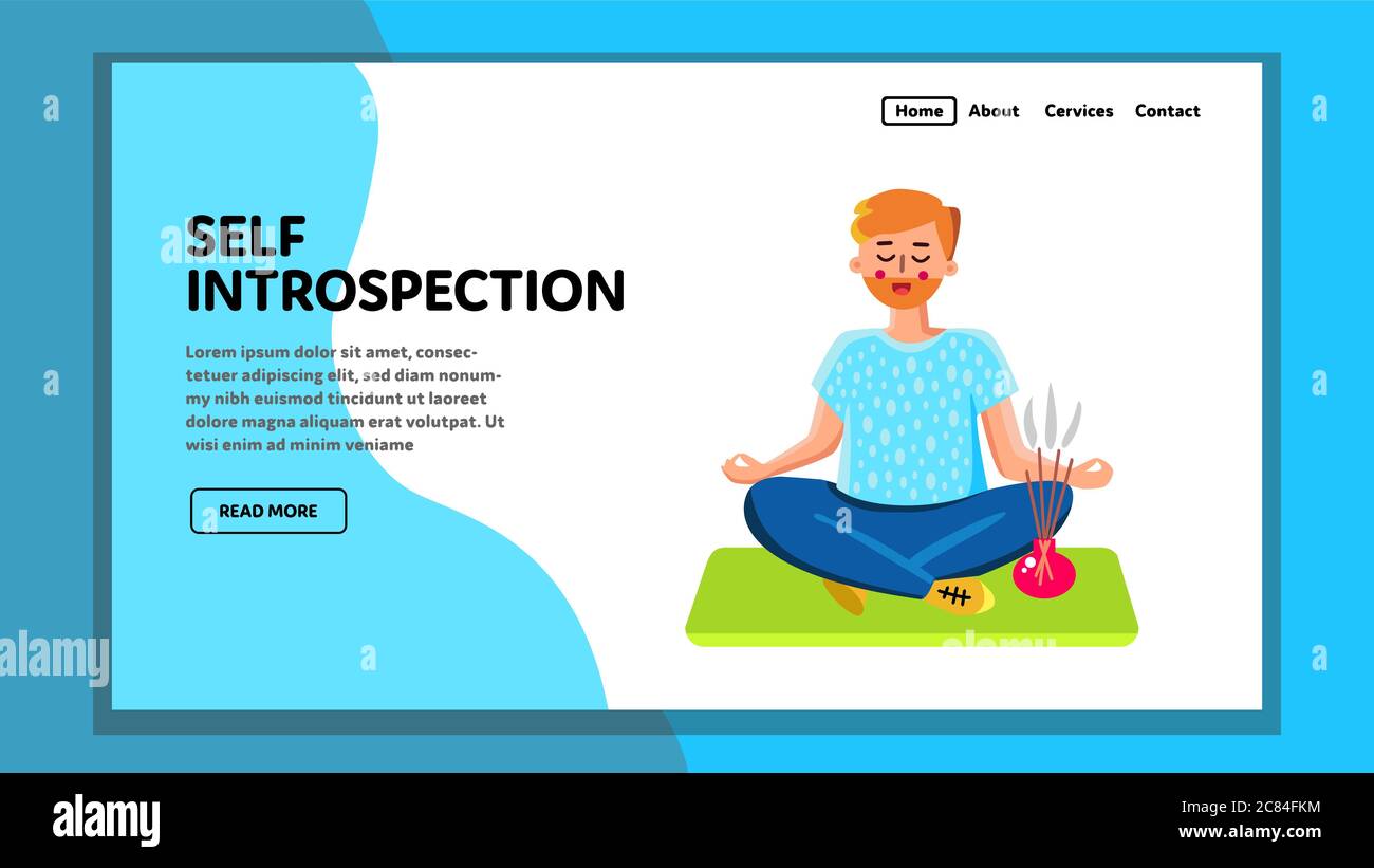 Self Introspection Man Sitting On Carpet Vector Stock Vector Image ...