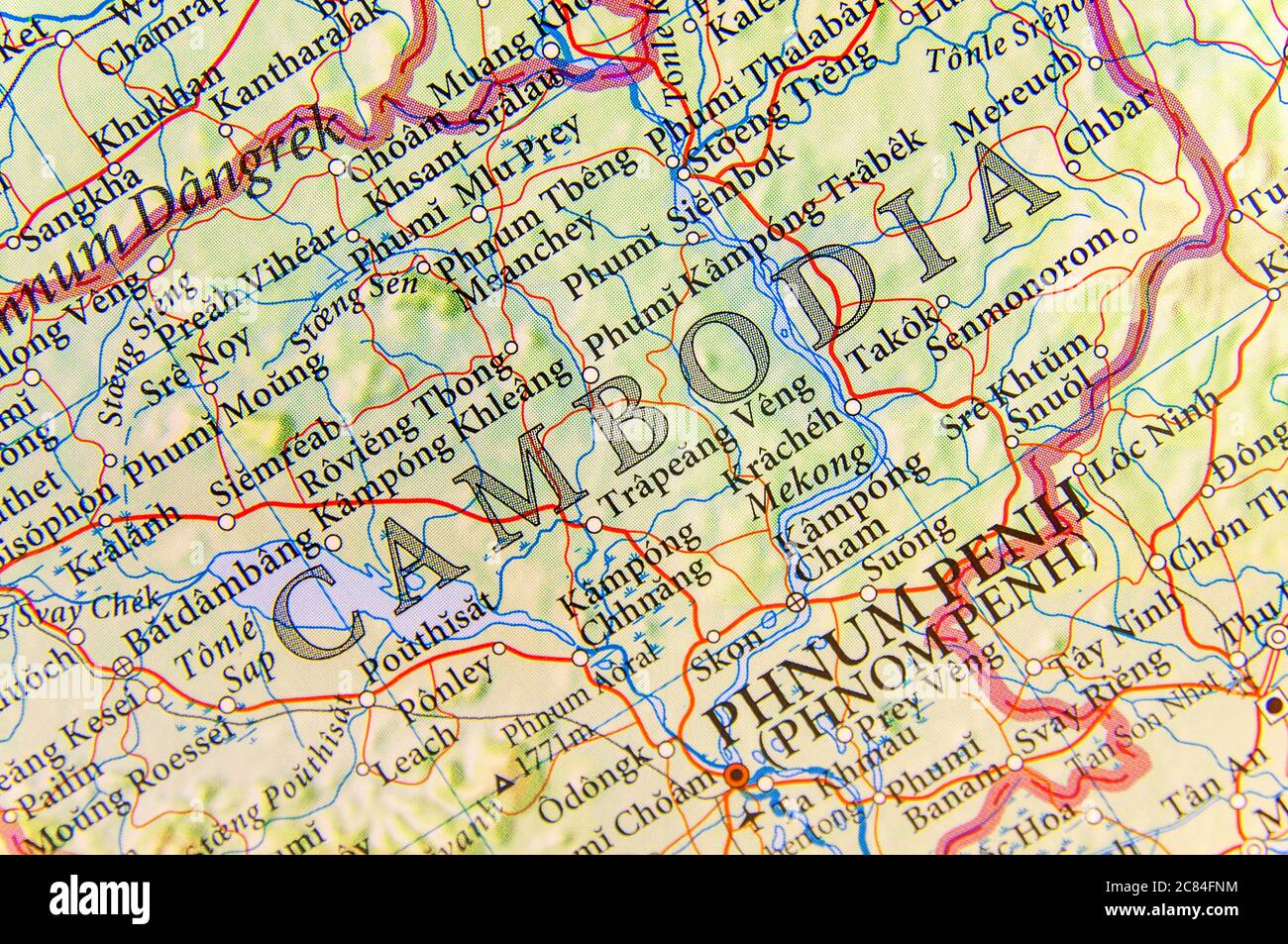 Geographic map of Cambodia with important cities Stock Photo - Alamy
