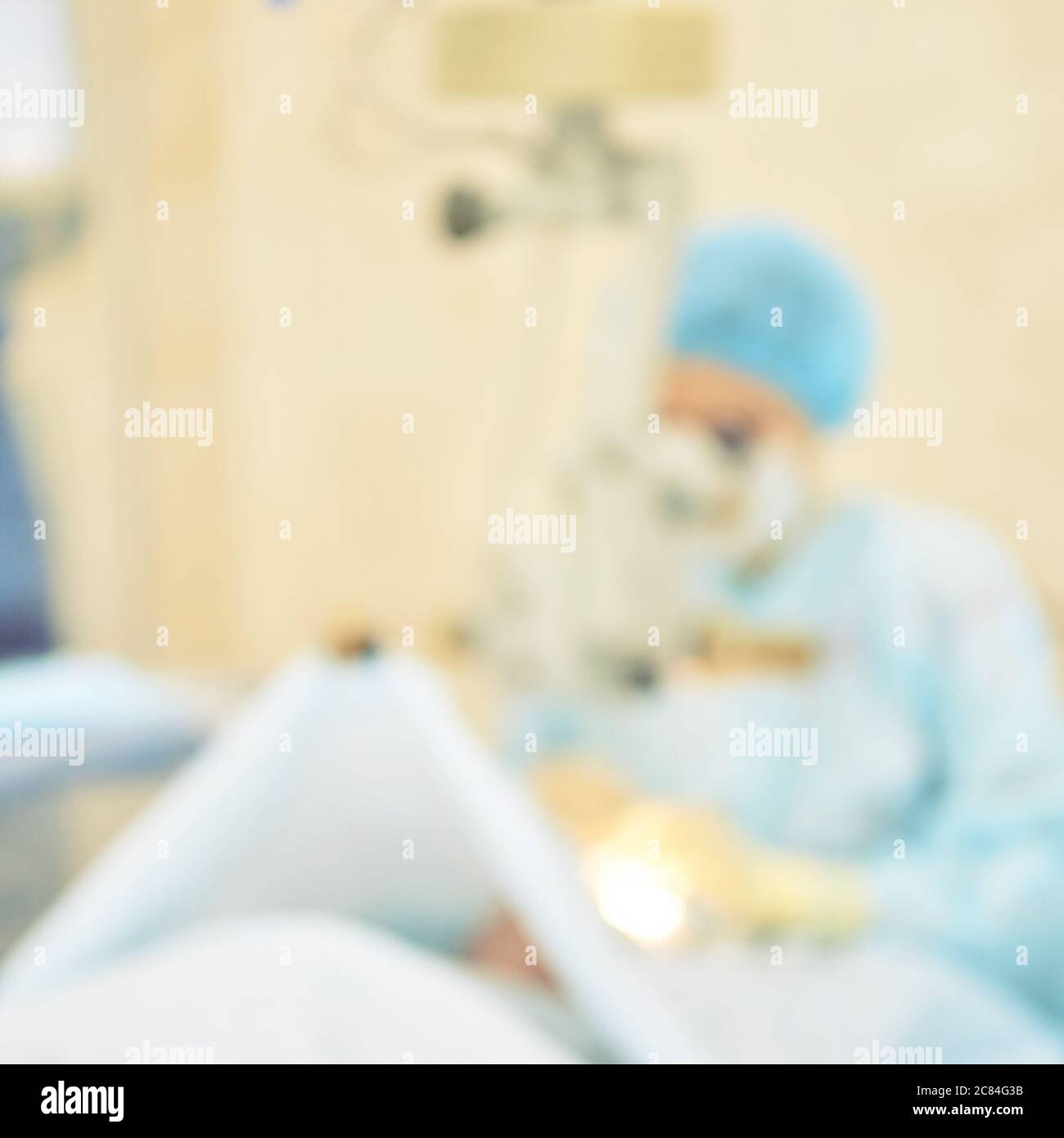 Cool medical blur background. Ambulance veterinary room. Blue hospital ...